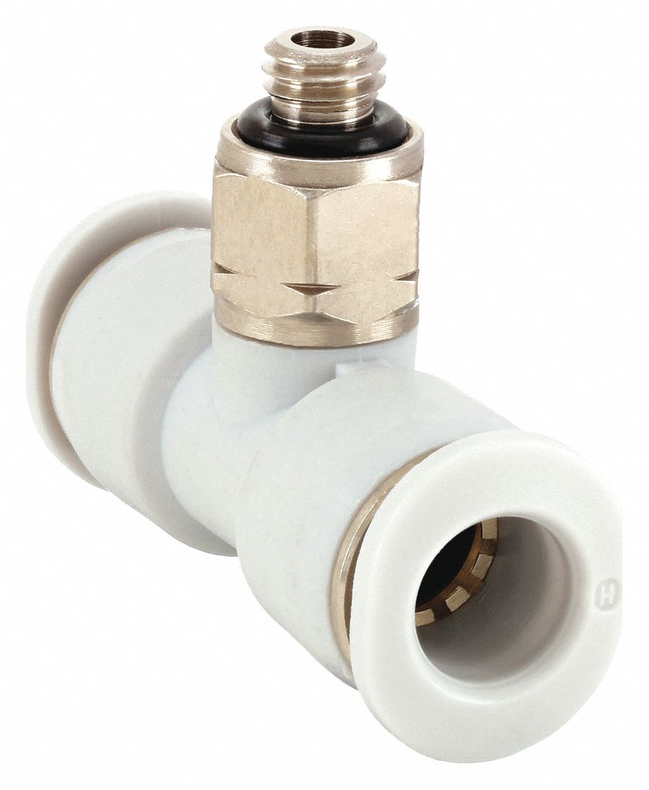 NORGREN, 1/4 in OD x 1/4 in Pipe Size, UNF x Tube x MNPT, Swivel Tee - 1LRV2|M24670410 - Grainger