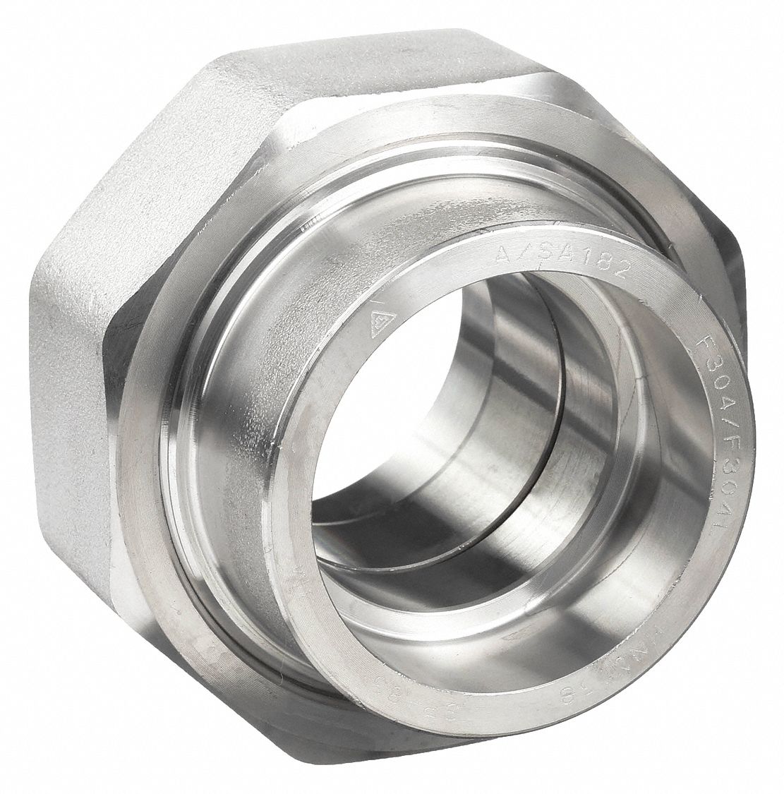 304 Stainless Steel, 2 in x 2 in Fitting Pipe Size, Union - 1LUK1 ...