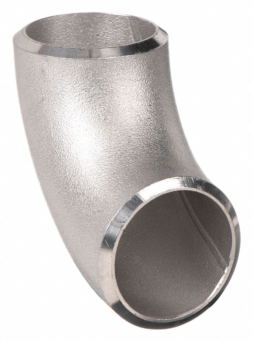 304L Stainless Steel, 2 in x 2 in Fitting Pipe Size, 90° Long Radius ...