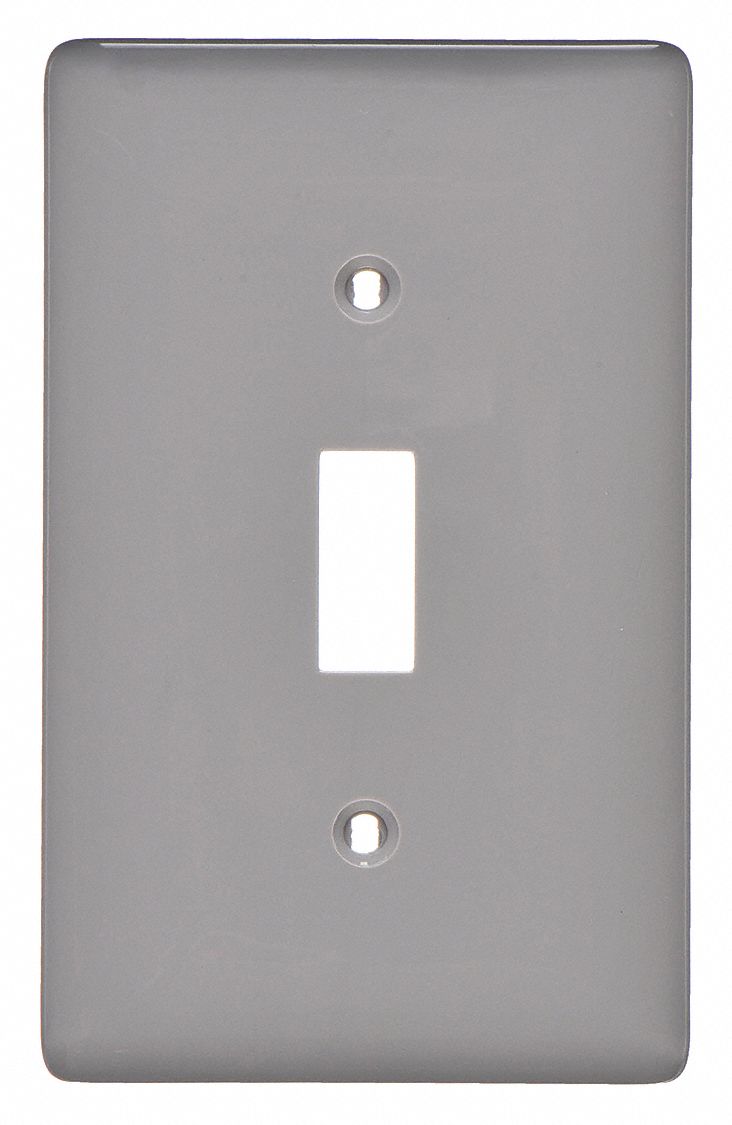 Toggle Switch Wall Plate: 1 Gangs, Mid Size, Gray, Nylon - Grainger