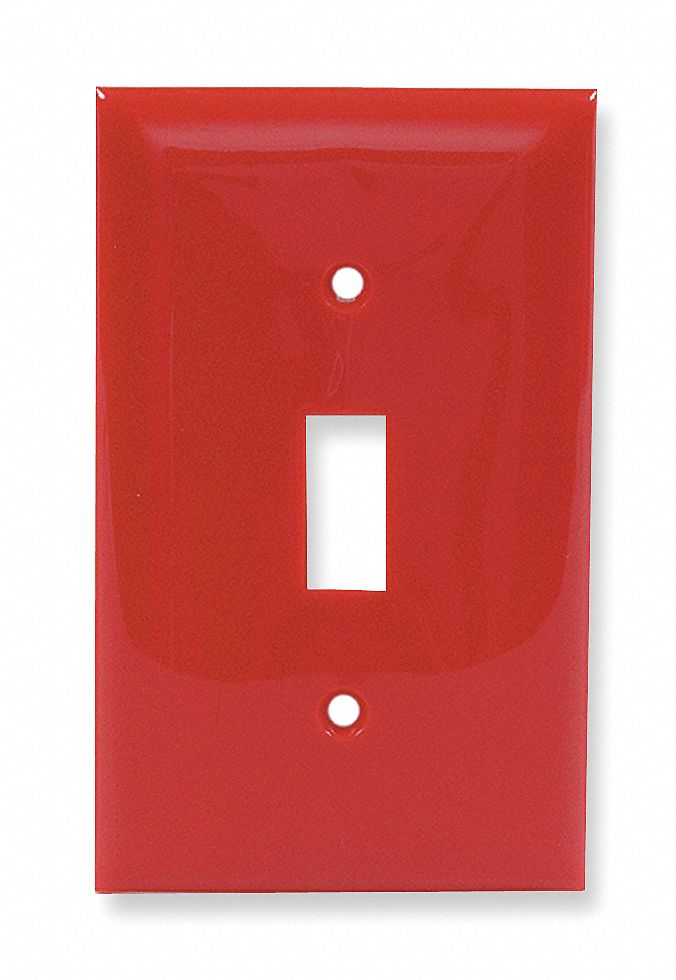 HUBBELL WIRING DEVICE-KELLEMS Toggle Switch Wall Plate, Red, Number of ...