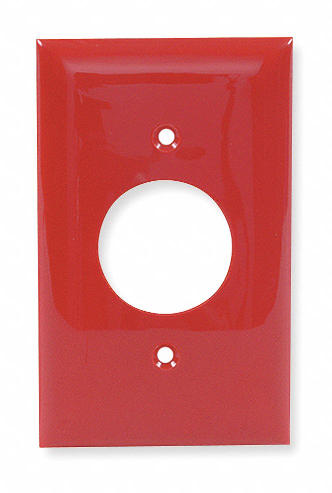 HUBBELL WIRING DEVICE-KELLEMS Single Receptacle Wall Plate, Red, Number ...