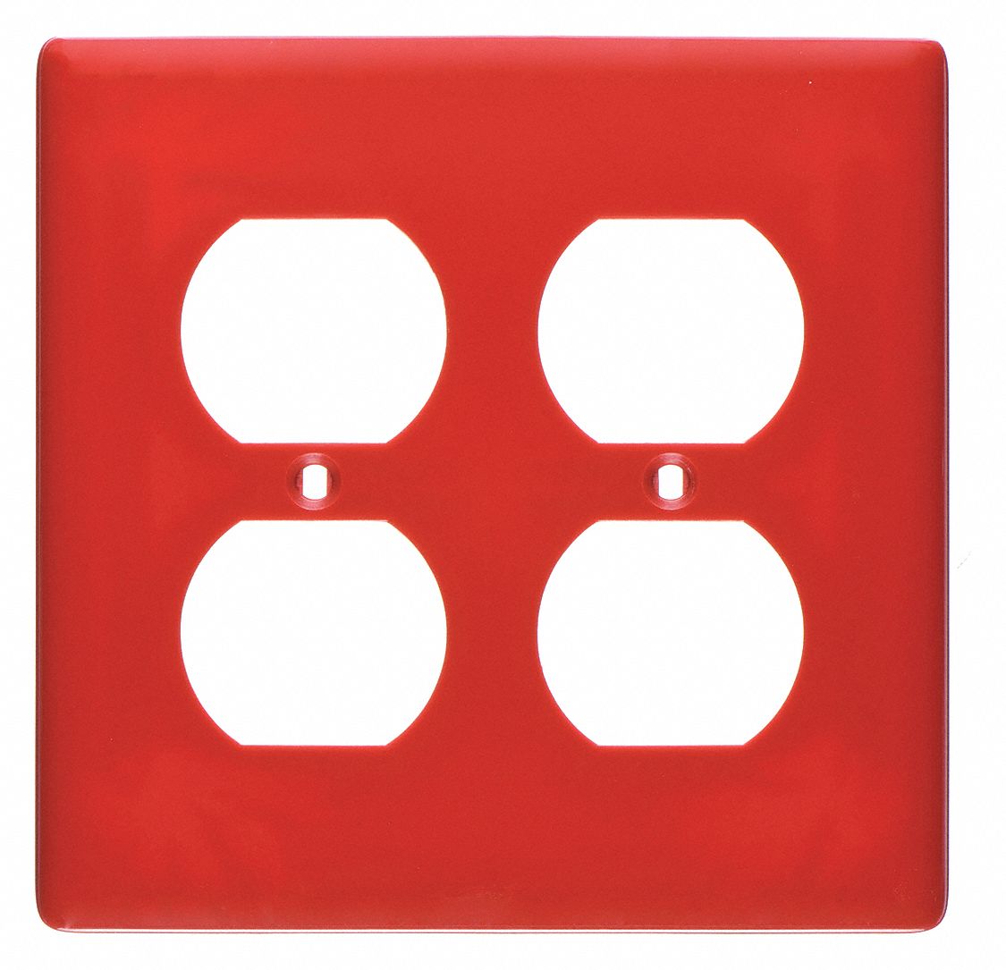Duplex Receptacle Wall Plate, Red, Number of Gangs 2, Weather Resistant ...
