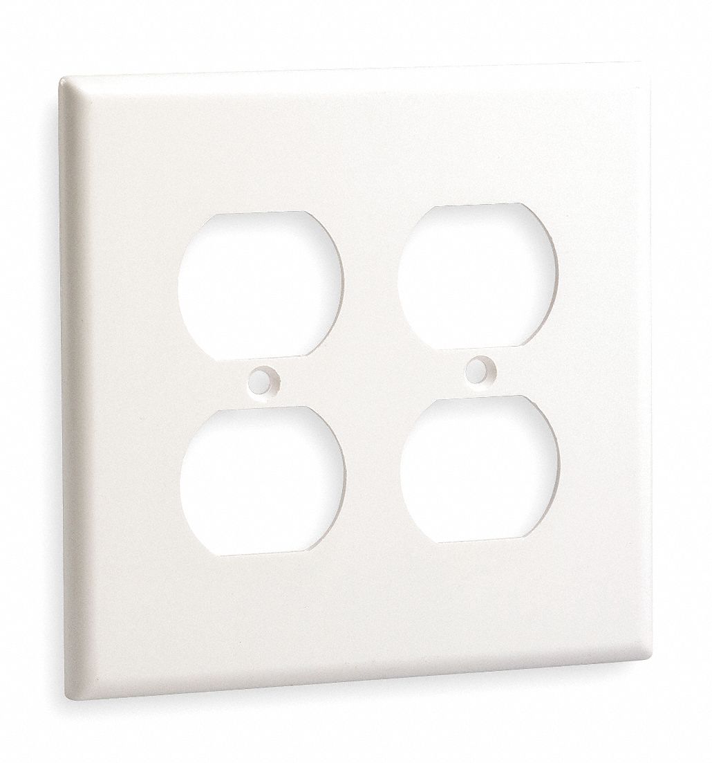 HUBBELL WIRING DEVICE-KELLEMS Duplex Receptacle Wall Plate: 2 Gangs ...