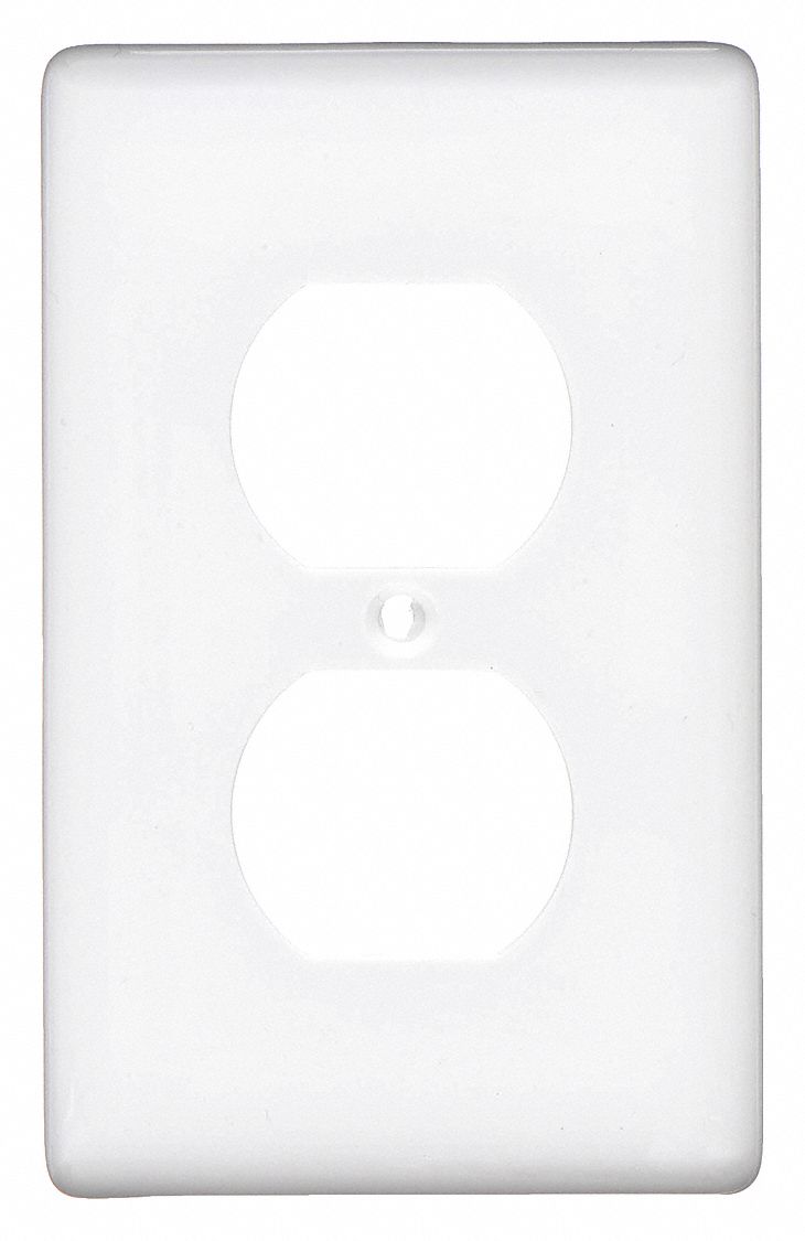 Duplex Receptacle Wall Plate: 1 Gangs, Std, White, Nylon - Grainger