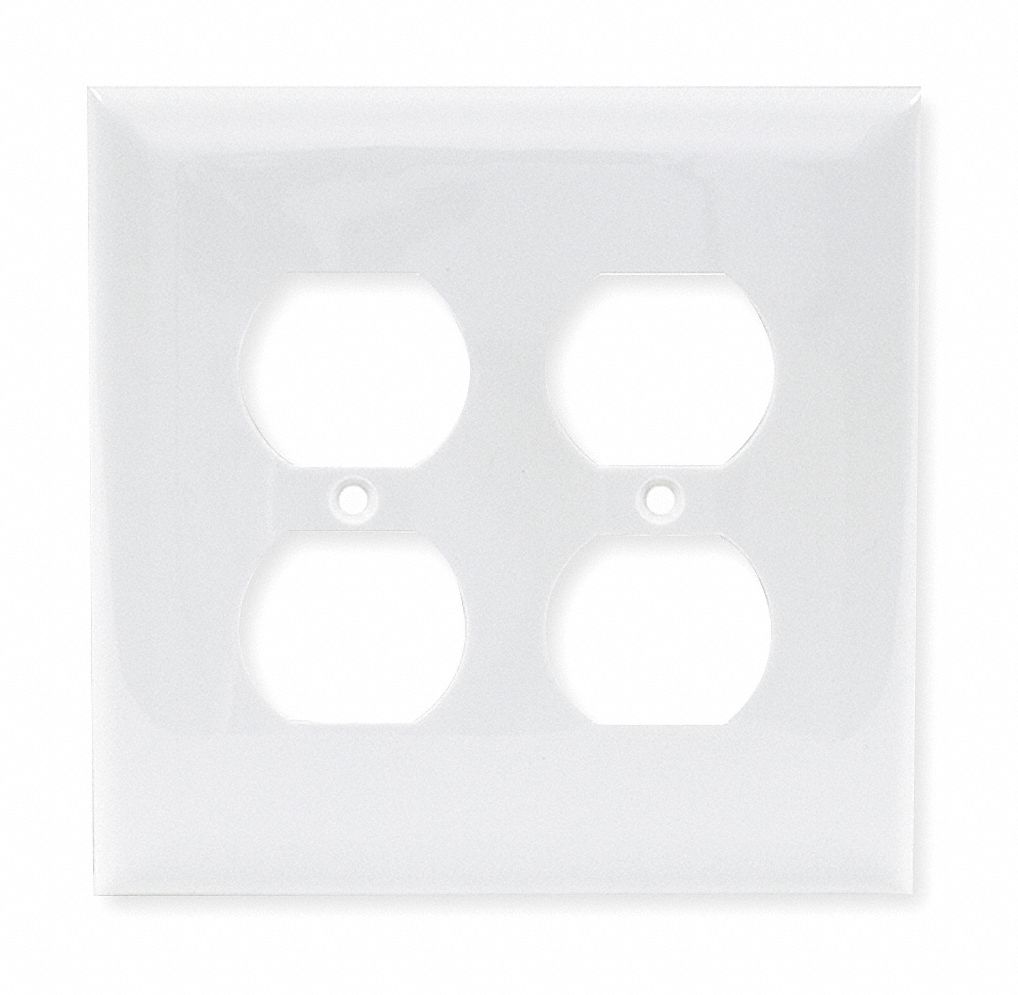 HUBBELL WIRING DEVICE-KELLEMS Duplex Receptacle Wall Plate, White ...