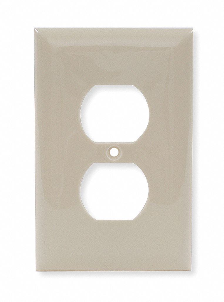 HUBBELL WIRING DEVICE-KELLEMS Duplex Receptacle Wall Plate, Ivory ...