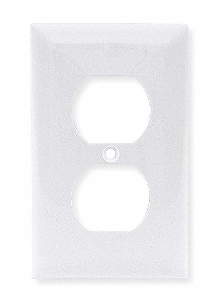 HUBBELL WIRING DEVICE-KELLEMS Duplex Receptacle Wall Plate, White ...