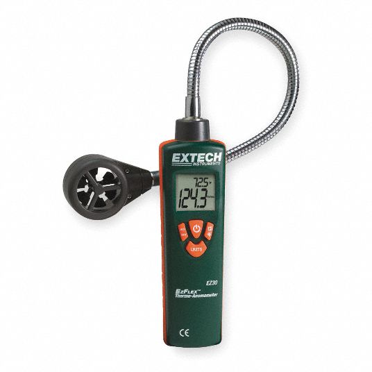 Anemometer, 80 to 5900 Velocity (FPM), 0.4 to 30 Velocity (MPS), 0.9 to ...