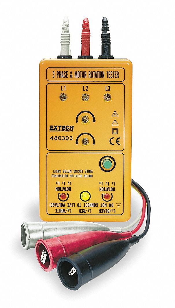 Phase And Motor Rotation Tester, 100 to 660V AC Voltage Range - Grainger