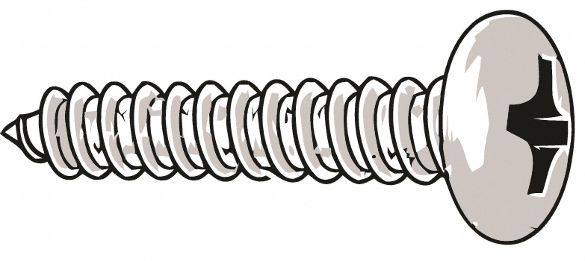 APPROVED VENDOR Tornillo para Lamina 1-1/2", Material Acero Cementado, Estilo de la Cabeza Pan ...