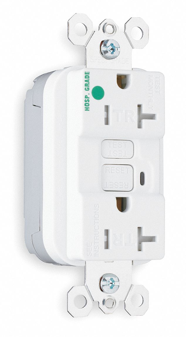 20A Hospital Grade Modular GFCI Receptacle, White; Tamper Resistant ...