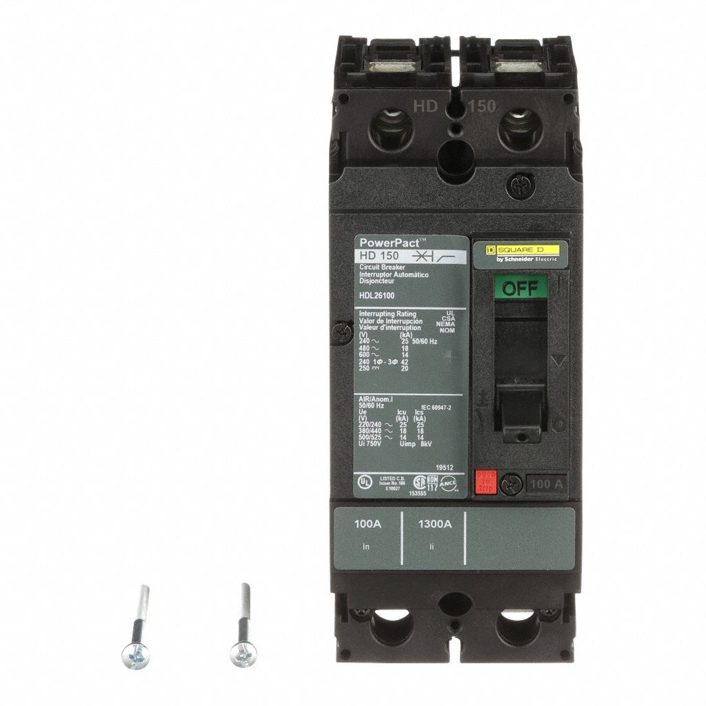 100 A Amps, 25kA at 240V AC, Molded Case Circuit Breaker - 1MAK5|HDL26100 - Grainger
