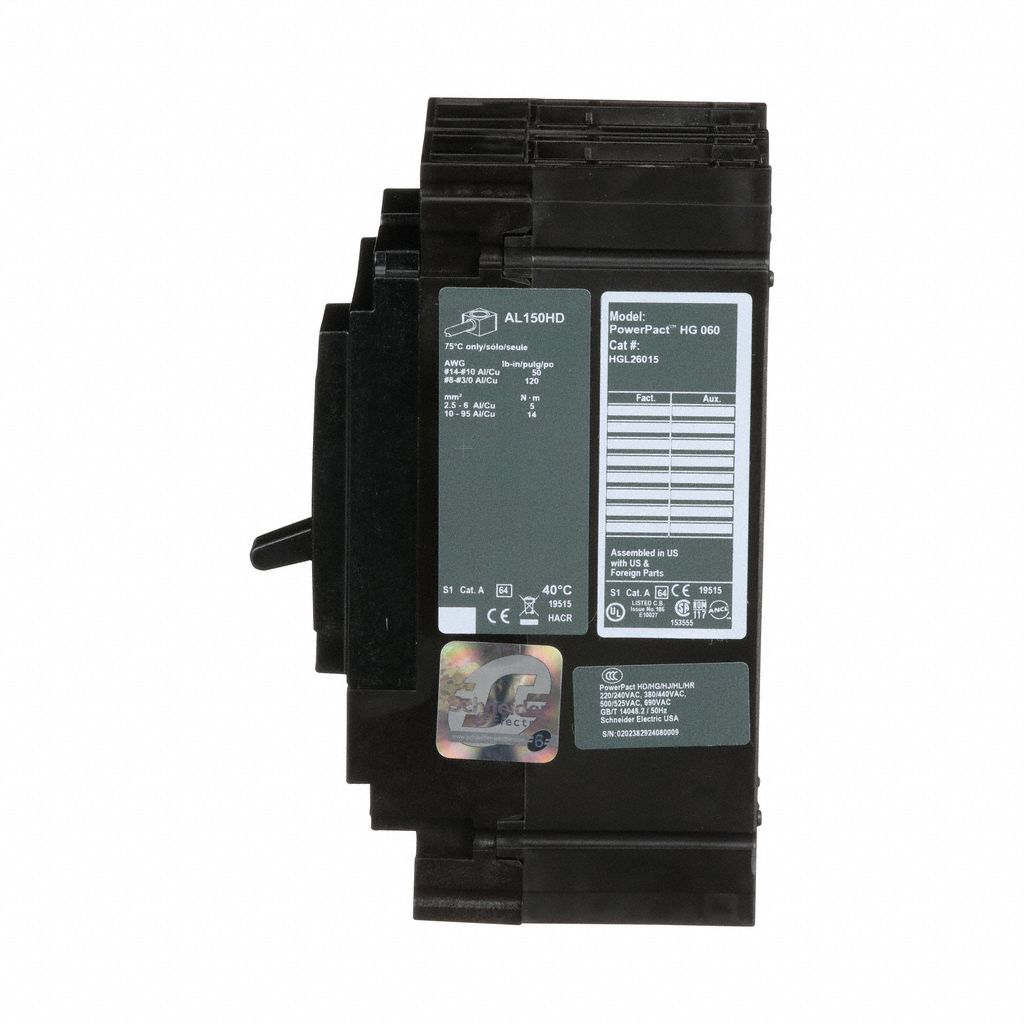 SQUARE D Molded Case Circuit Breaker: 15 A Amps, 65kA at 240V AC, Fixed, Line/Load Lug - 1MAK8 ...