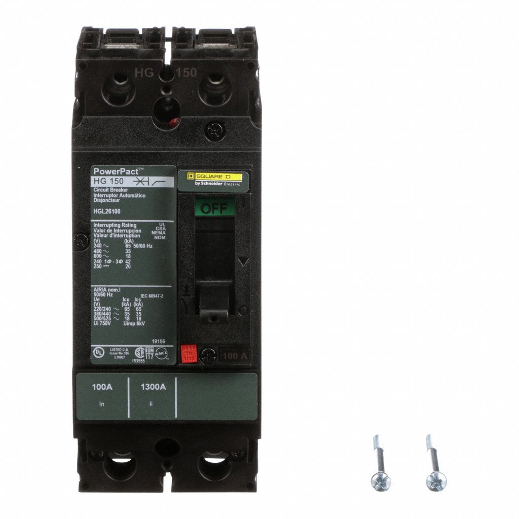 100 A Amps, 65kA at 240V AC, Molded Case Circuit Breaker - 1MAL8|HGL26100 - Grainger