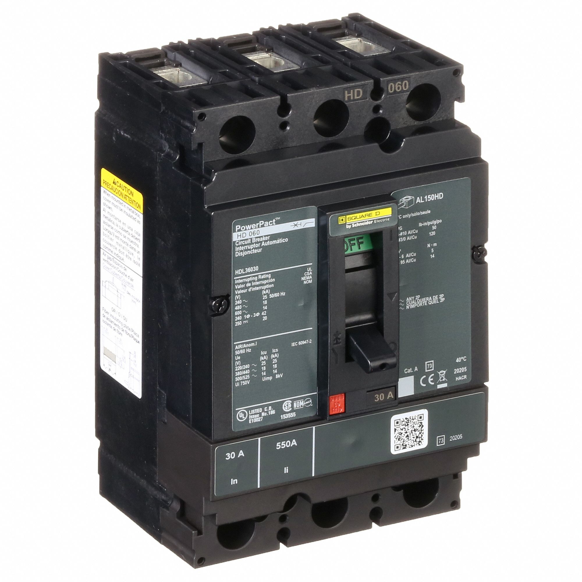 30 A Amps, 25kA at 240V AC, Molded Case Circuit Breaker - 1MAU5 ...