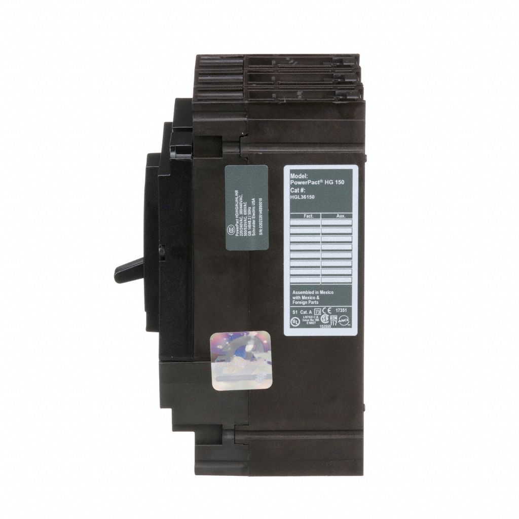 SQUARE D Molded Case Circuit Breaker: 150 A Amps, 65kA at 240V AC, Fixed, Line/Load Lug, ABC ...