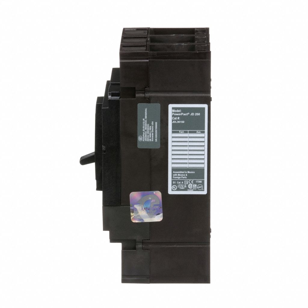 SQUARE D Molded Case Circuit Breaker: 150 A Amps, 25kA at 240V AC, Adj ...