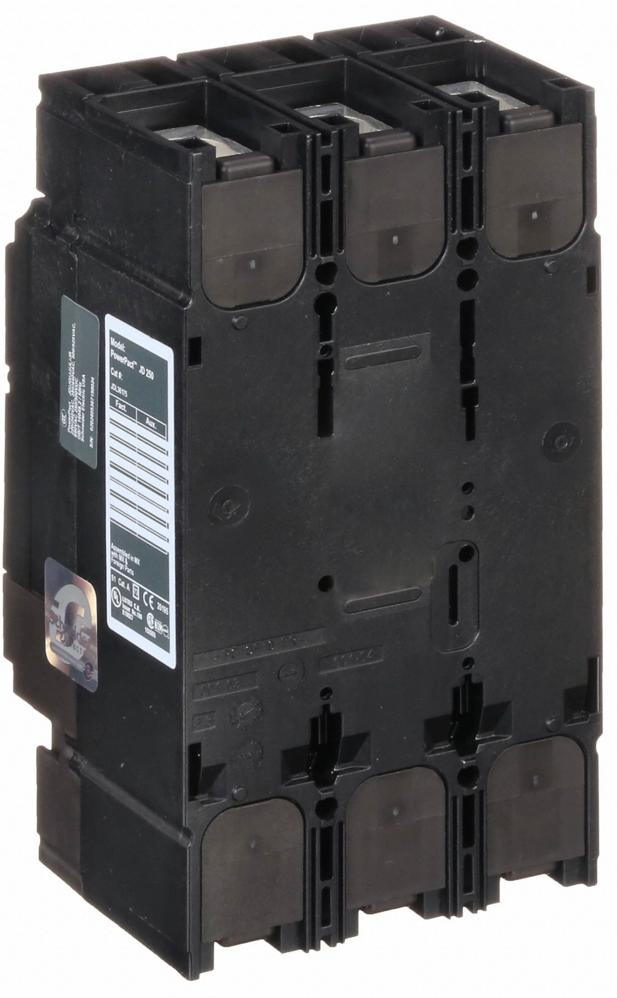 SQUARE D Molded Case Circuit Breaker: 175 A Amps, 25kA at 240V AC, Adj, Line/Load Lug, ABC ...