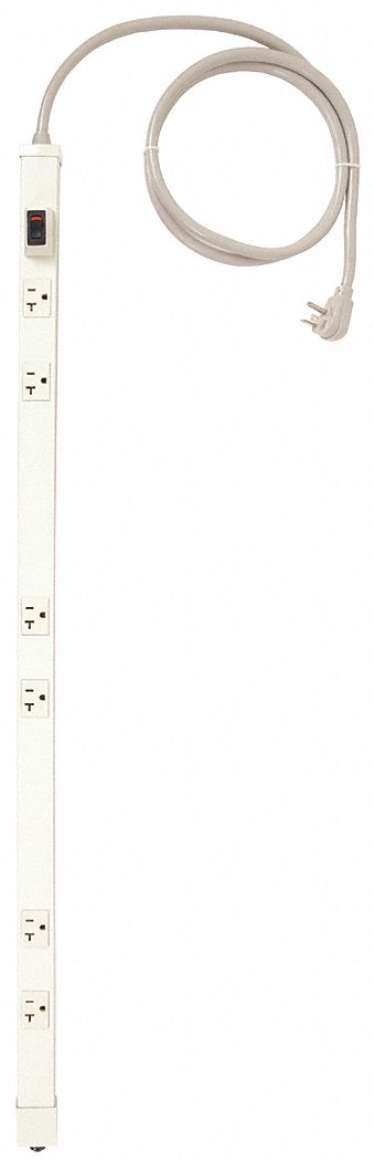 HUBBELL WIRING DEVICE-KELLEMS, 6 Outlets, 6 ft Cord Lg, Outlet Strip ...