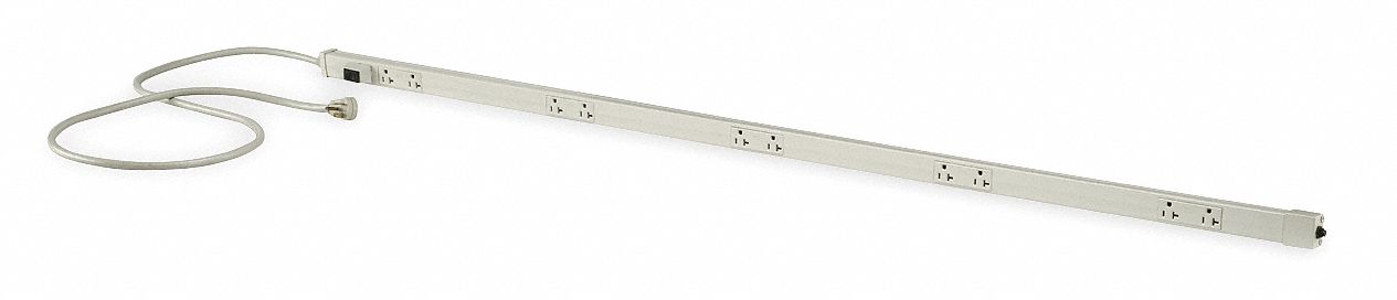 HUBBELL WIRING DEVICE-KELLEMS Outlet Strip: 10 Outlets, 6 ft Cord Lg ...