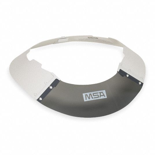 MSA Visor: White, Polycarbonate, Over-the-Hat with Wide Brim, Front ...