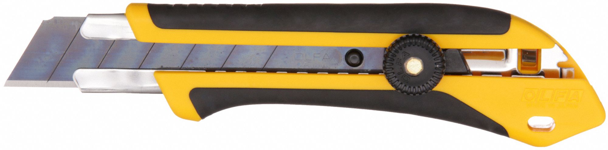 OLFA Snap-Off Utility Knife: 7 1/2 in Overall Lg, Rubberized, 7 Segments, 0 Blades Stored ...