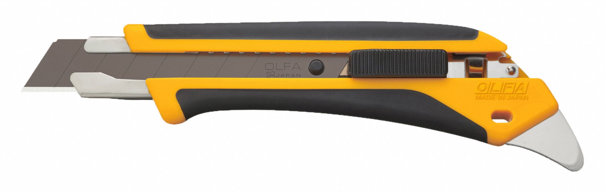OLFA Snap-Off Utility Knife: 6 1/2 in Overall Lg, Rubberized, 8 Segments, 0 Blades Stored ...