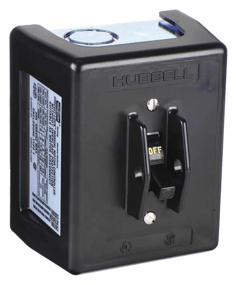 HUBBELL KELLEMS, 2 Poles, 30 A, Manual Motor Switch - 1MTD5|HBL1392 ...