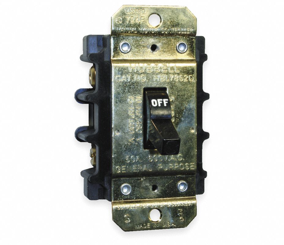 HUBBELL KELLEMS Interruptor de Motor Manual, 50 Amperes CA, Operador ...