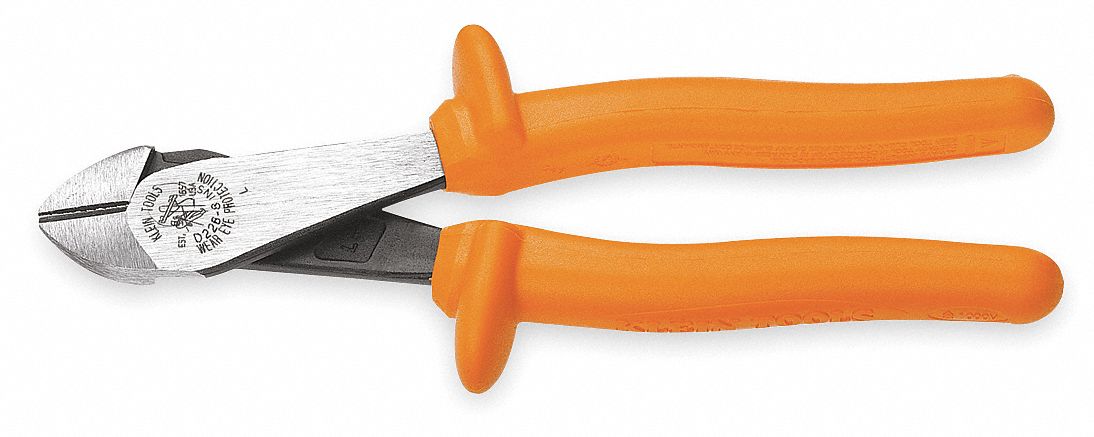 KLEIN TOOLS High Leverage Diagonal Cutting Plier: Insulated, Std, Oval ...
