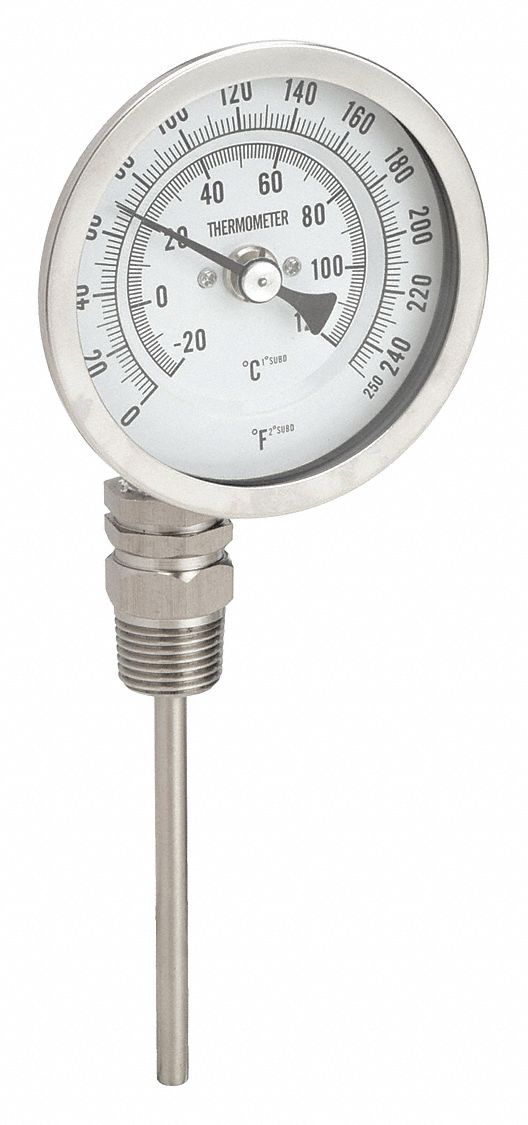Bottom, 0° to 250°F/-20° to 120°C, Dial Thermometer - 1NFZ6|1NFZ6 ...