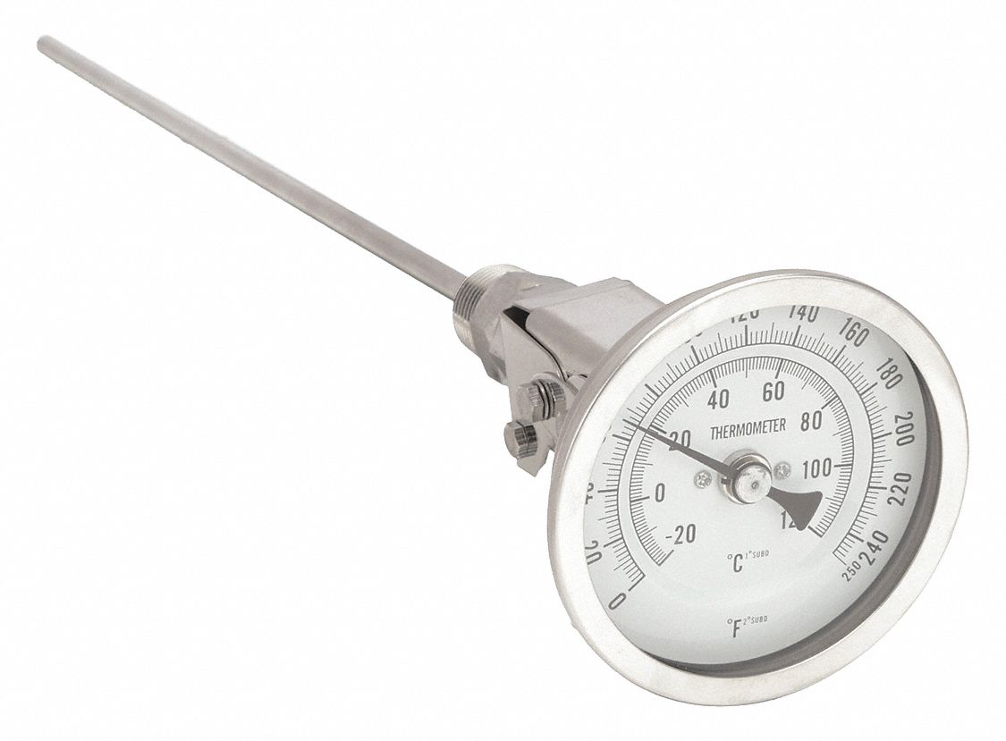 0°F to 250°F /-20°C to 120°C, +/- 1% Accuracy, Dial Thermometer - 1NFZ9 ...
