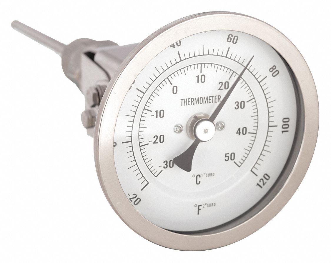 -20°F to 120°F /-30°C to 50°C, 4 in Stem Lg, Dial Thermometer - 1NGA4 ...
