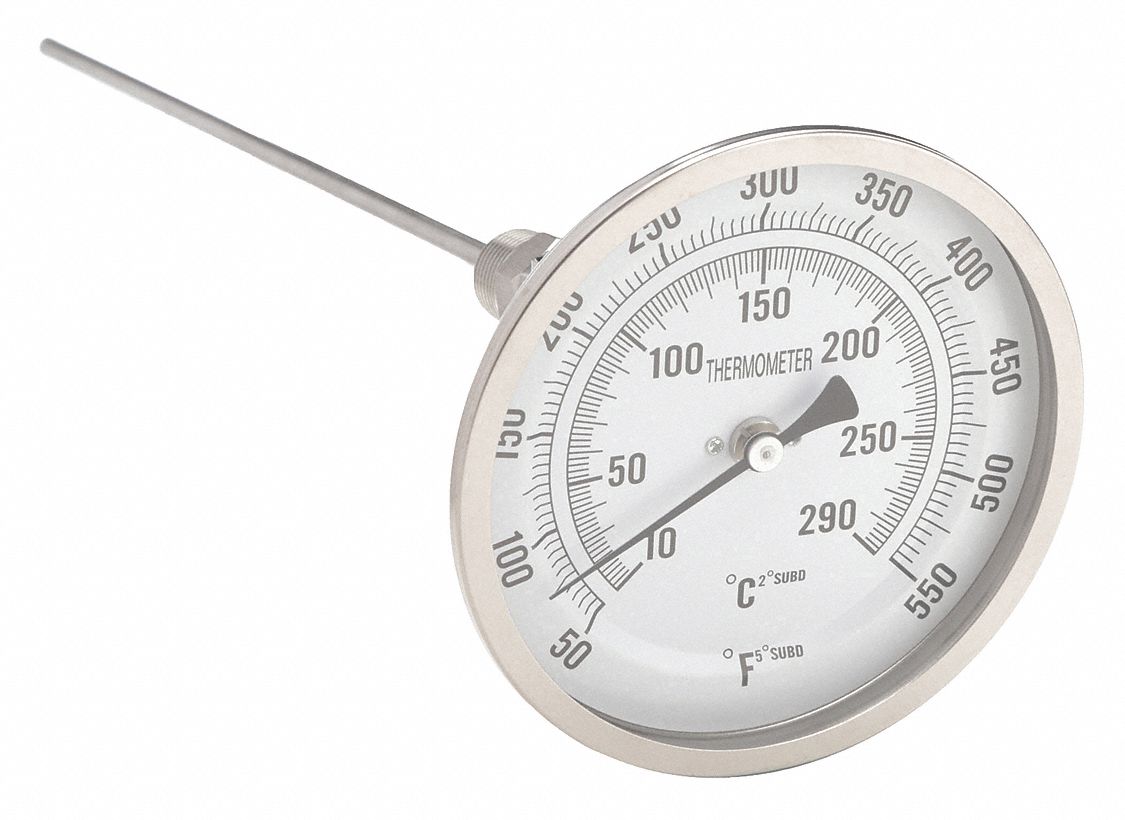 APPROVED VENDOR BIMETAL THERMOM,5 IN DIAL,50 TO 550 - Dial Thread ...