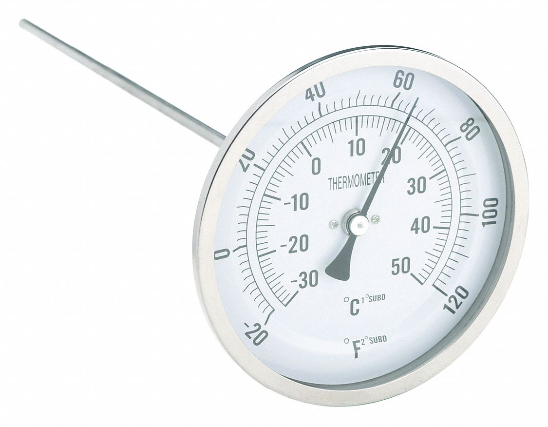 Back, -20° to 120°F/-30° to 50°C, Dial Thermometer - 1NGD8|1NGD8 - Grainger