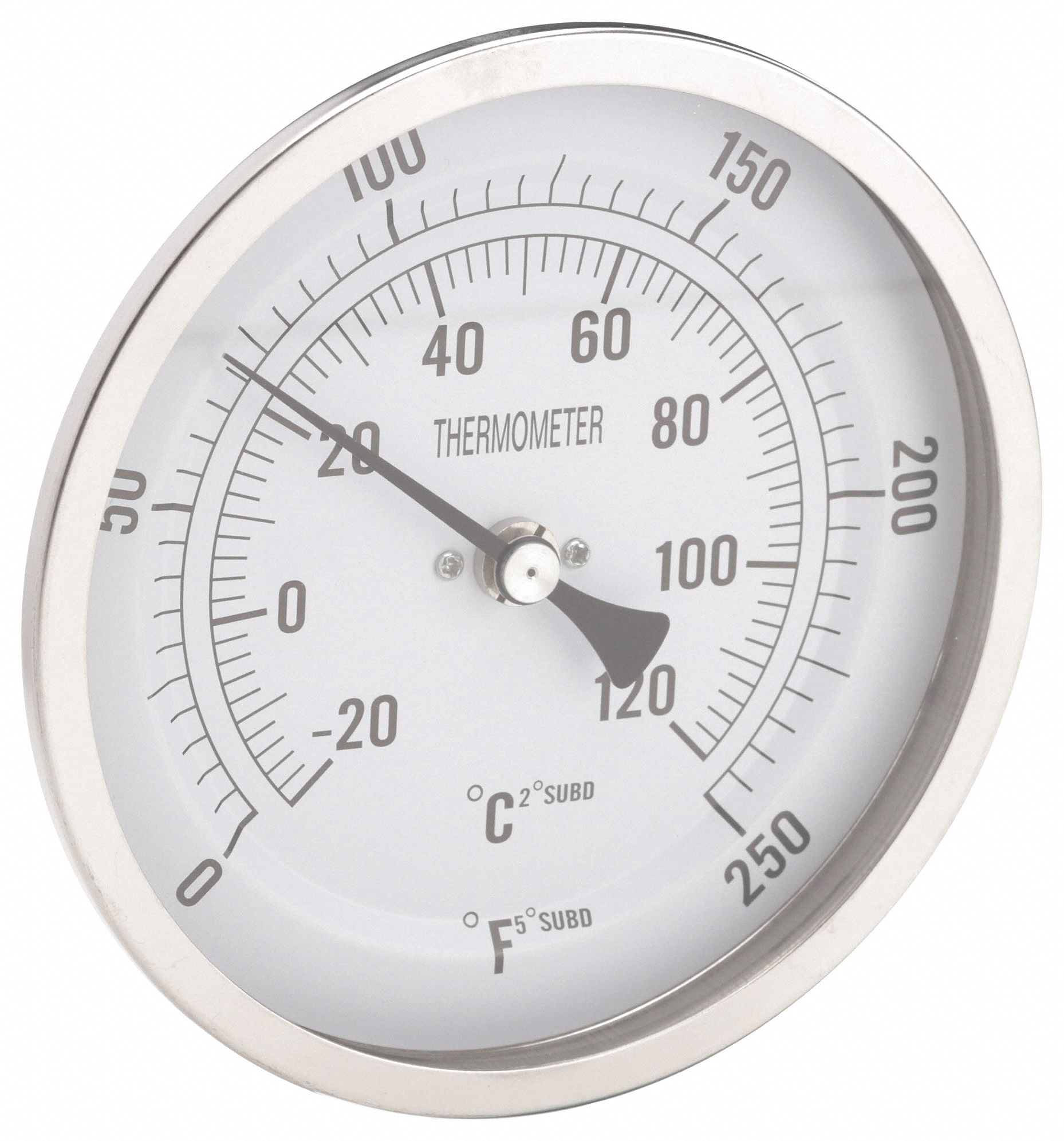 0°F to 250°F /-20°C to 120°C, +/- 1% Accuracy, Dial Thermometer - 1NGE2 ...