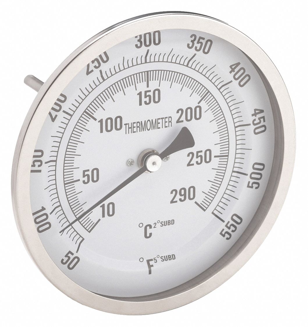 Back, 50° to 550°F/10° to 290°C, Dial Thermometer - 1NGE6|1NGE6 - Grainger