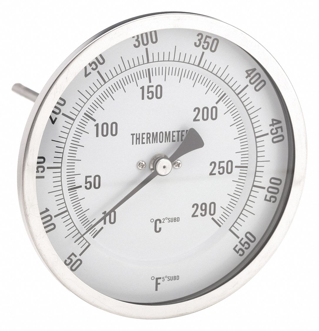 APPROVED VENDOR BIMETAL THERMOM,5 IN DIAL,50 TO 550 - Dial Thread ...