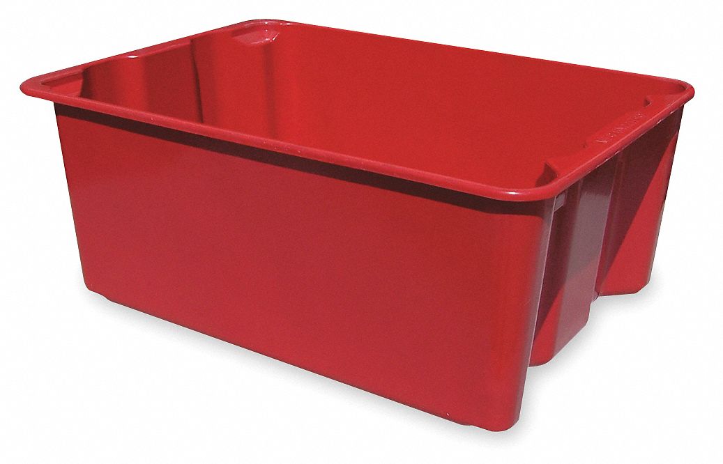 MOLDED FIBERGLASS Stack and Nest Container, Red, 10 inH x 25 1/4 inL x ...