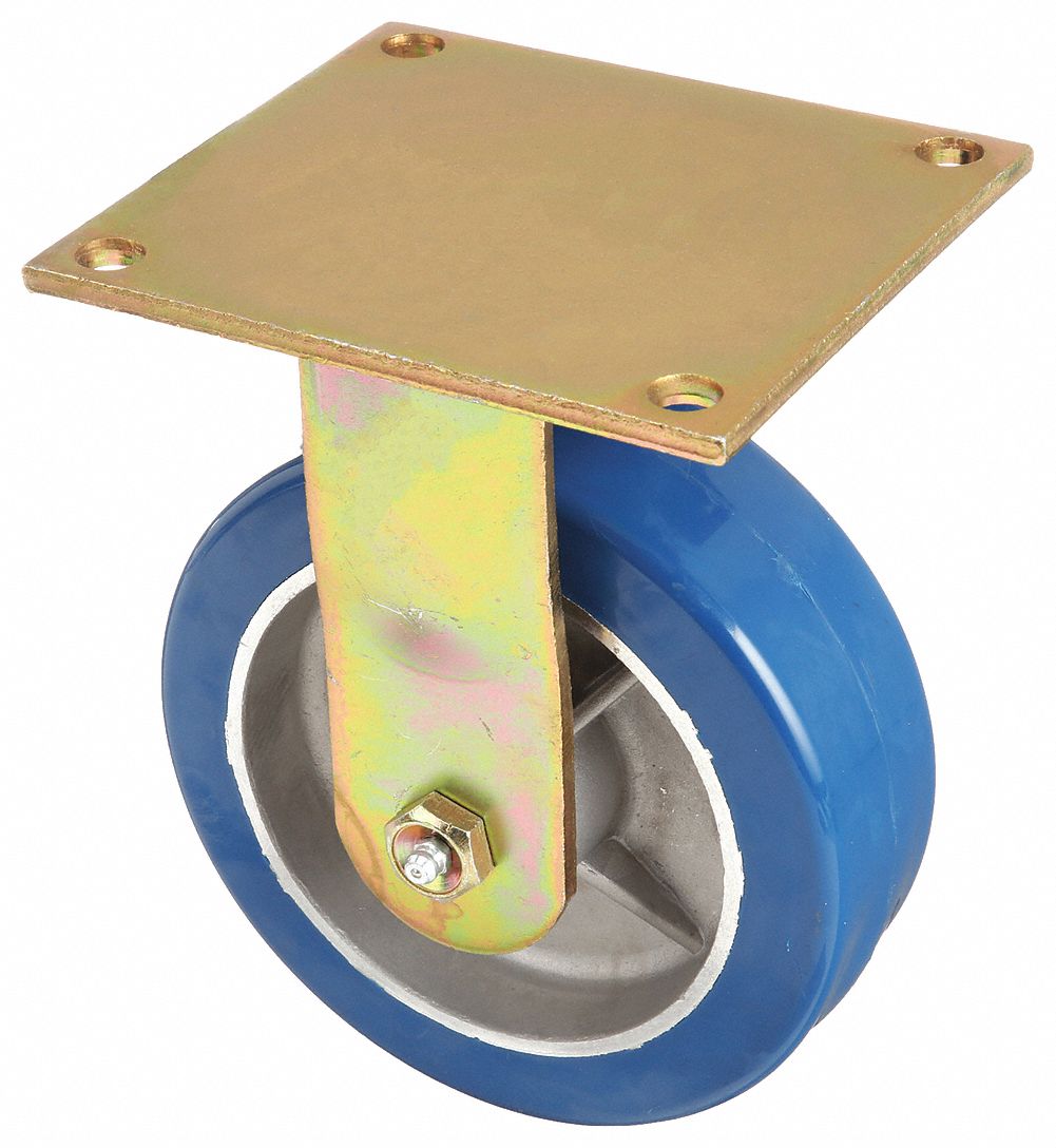 Standard Plate Caster, Rigid, Polyurethane, 1200 lb, 6 in Wheel Dia ...