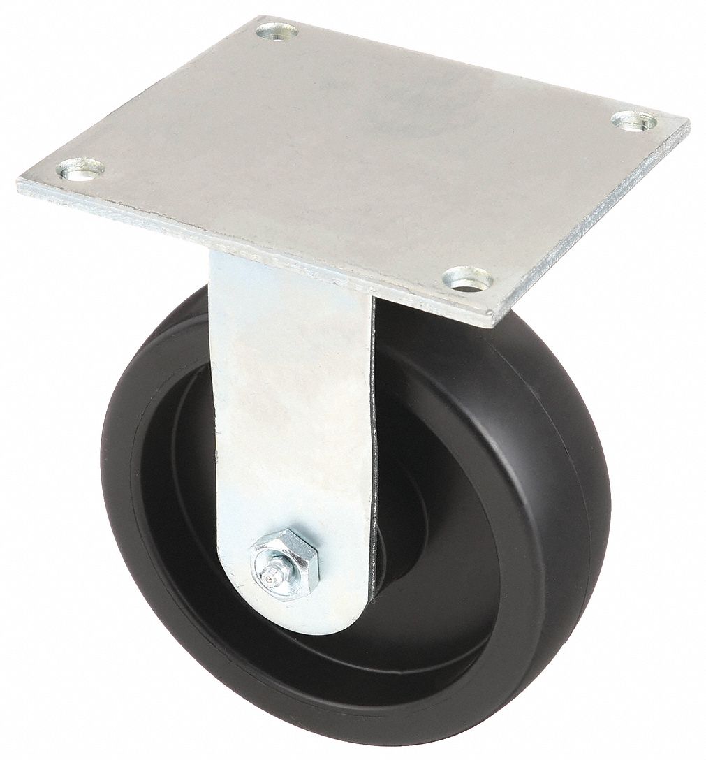 Standard Plate Caster, Rigid, Polyolefin, 750 lb, 5 in Wheel Dia ...