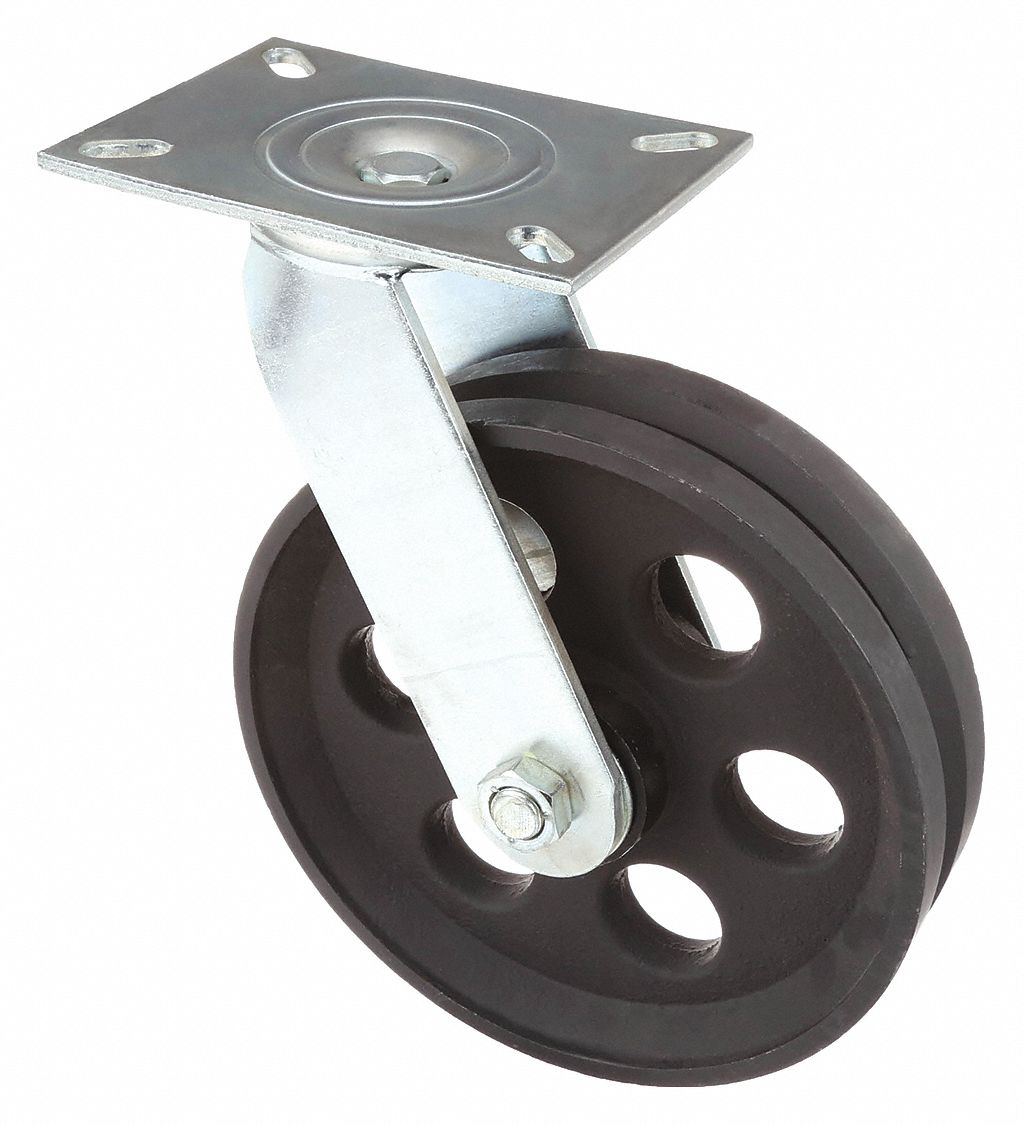 10 in Wheel Dia., 3000 lb, V-Groove Track-Wheel Plate Caster - 1NWF1 ...