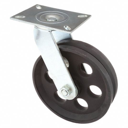 10 in Wheel Dia., 3000 lb, V-Groove Track-Wheel Plate Caster - 1NWF1 ...