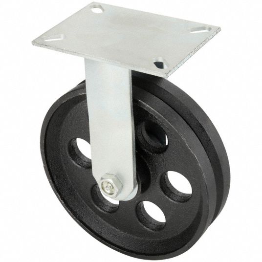 10 in Wheel Dia., 3000 lb, V-Groove Track-Wheel Plate Caster - 1NWF2 ...