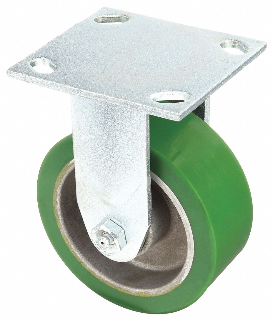 Standard Plate Caster, Rigid, Polyurethane, 1050 lb, 5 in Wheel Dia ...
