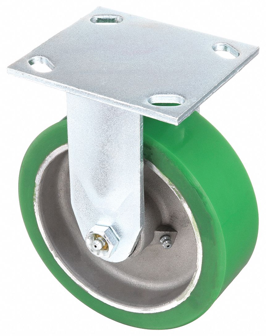 Plate Caster, Rigid, Polyurethane, 1230 lb, 6 in Wheel Dia. - Grainger