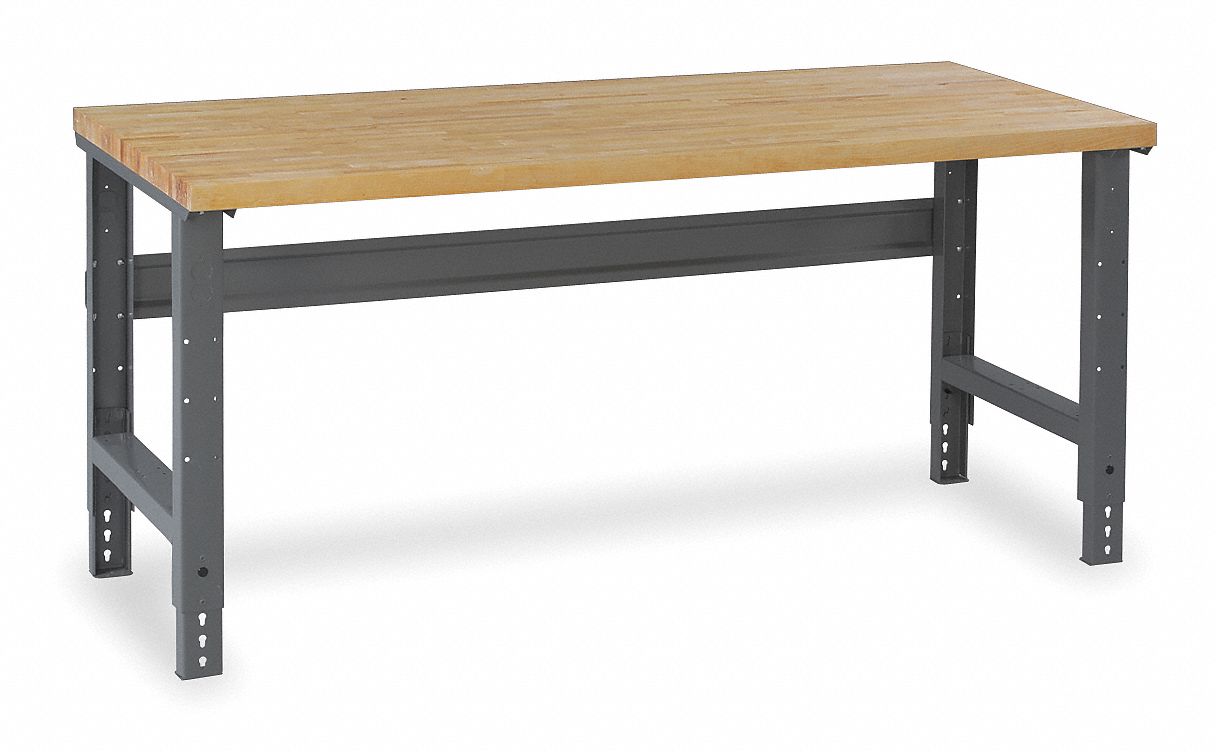 TENNSCO Bolted Workbench, Butcher Block, 30 in Depth, 27-7/8 in to 35-3 ...
