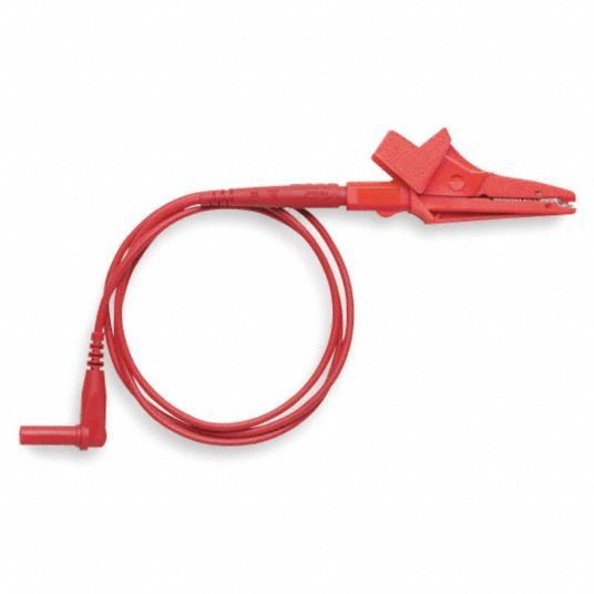 3 ft Right Angle Shrouded Plug to Large Alligator Clip Test Clip Leads ...