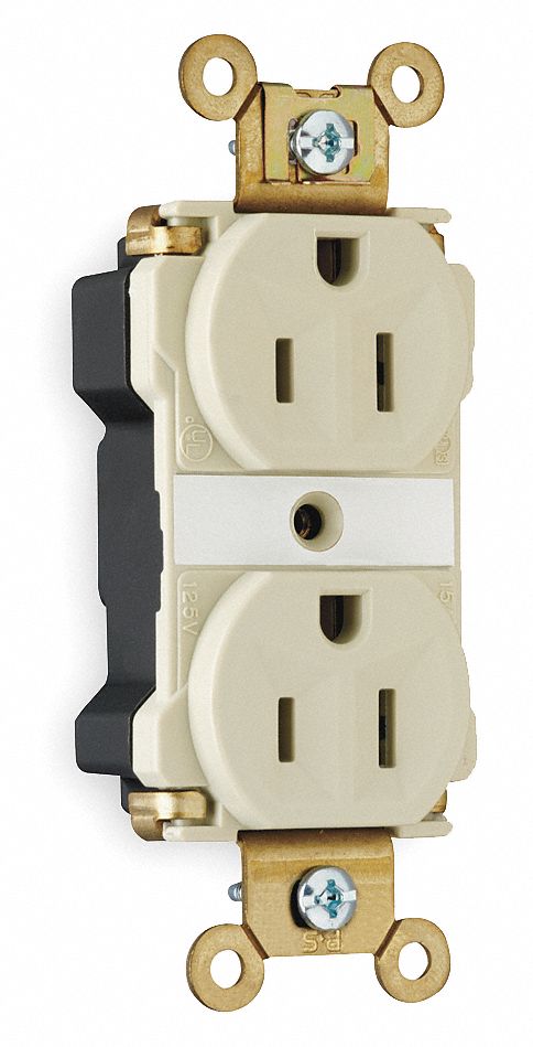 15, Commercial, Modular Receptacle, Ivory, No Tamper Resistant - Grainger